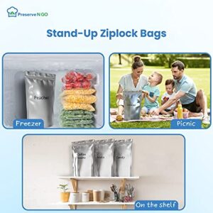 Ex-Thick Stand Up 25 Pcs 1 Gallon Mylar Bags for Food Storage 7.55 Mil - Large 14"x10" Airtight Vacuum Sealing Sealable Mylar Bags, Long Term Mylar Food Storage Bags, Zipper Pouches Durable Resealable and Heat Sealable Bags For Food