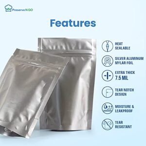 Ex-Thick Stand Up 25 Pcs 1 Gallon Mylar Bags for Food Storage 7.55 Mil - Large 14"x10" Airtight Vacuum Sealing Sealable Mylar Bags, Long Term Mylar Food Storage Bags, Zipper Pouches Durable Resealable and Heat Sealable Bags For Food