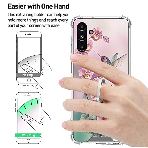 OOK Clear Case Compatible with Samsung Galaxy A13 5G, Pink Hummingbird Pattern Flexible TPU Shockproof Anti-Scratch Bumper Transparent Cover for Galaxy A13 5G with Ring Kickstand