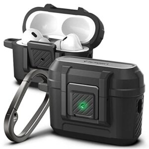 spigen lock fit designed for airpods pro 2nd generation case (usb-c/lightening cable) with secure lock clip - black