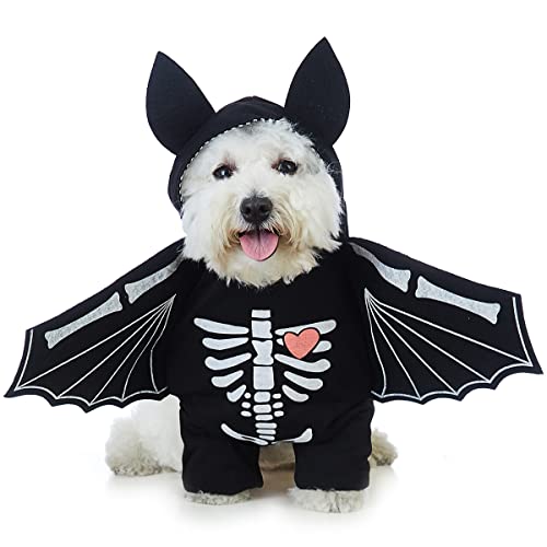 Coomour Dog Costume Pet Bat Clothes Puppy Halloween Cosplay Hoodies Cat Skull Shirts (S)