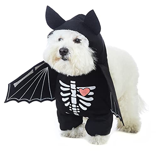 Coomour Dog Costume Pet Bat Clothes Puppy Halloween Cosplay Hoodies Cat Skull Shirts (S)