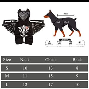 Coomour Dog Costume Pet Bat Clothes Puppy Halloween Cosplay Hoodies Cat Skull Shirts (S)