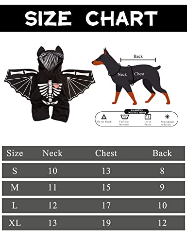 Coomour Dog Costume Pet Bat Clothes Puppy Halloween Cosplay Hoodies Cat Skull Shirts (S)