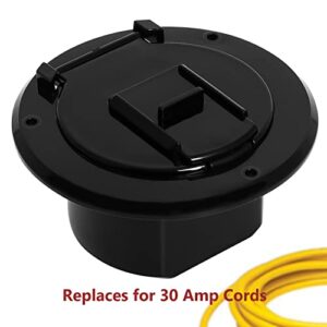 Foifatt RV Cable Hatch 4 1/4-inch Round for 30 Amp Camper Electric Cords Replacement Deluxe Round Electric Cable Hatch Cover (Black)