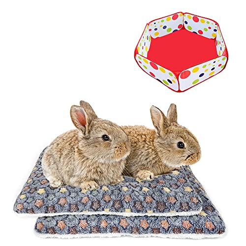 Amakunft 2 Pcs Large Guinea Pig Bed Mat, Rabbit Sleep Bed, 17.7x13.7x2 Inches, Small Animal Playpen for Bunny/Chinchilla/Hedgehog