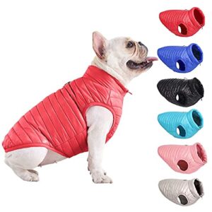 vest dog jacket ultra thin zip up wind breaker with d ring leash - cozy waterproof windproof warm dog jacket - dog coats for small, medium, large dogs, for indoor and outdoor use (small, red)