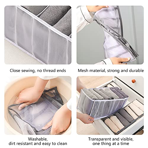 6 Packs Clothes Drawer Organizer,Closet Organization,Clothes Organizer for Folded Clothes,Mesh Separation Box for Thin Jeans,Foldable Closet Drawer Storage Box,for Thin Jeans,Pants,T-Shirts,Leggings