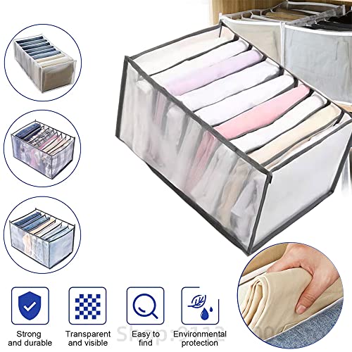 6 Packs Clothes Drawer Organizer,Closet Organization,Clothes Organizer for Folded Clothes,Mesh Separation Box for Thin Jeans,Foldable Closet Drawer Storage Box,for Thin Jeans,Pants,T-Shirts,Leggings