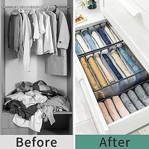 6 Packs Clothes Drawer Organizer,Closet Organization,Clothes Organizer for Folded Clothes,Mesh Separation Box for Thin Jeans,Foldable Closet Drawer Storage Box,for Thin Jeans,Pants,T-Shirts,Leggings