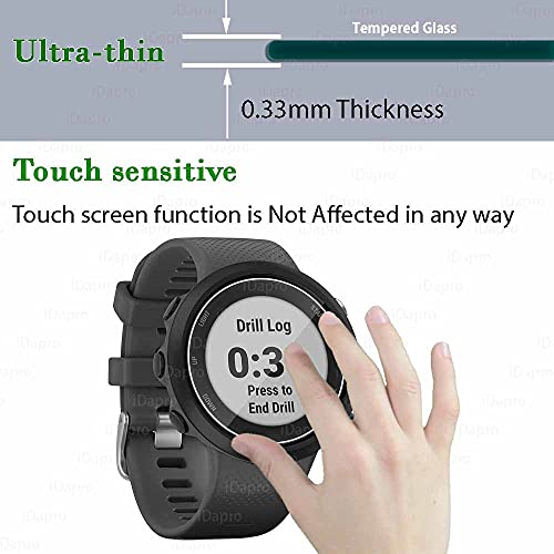 iDaPro [4 Pack] Screen Protector for Garmin Forerunner 255/255 Music 46mm Smartwatch + Silicone Anti-dust Plugs Tempered Glass Anti-Scratch Bubble-Free