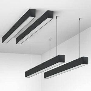 barrina led linear light, anti-glare honeycomb cover hanging light, 2700k 4000k 5000k color changing, 4ft linkable office shop light, seamless connection, 4 pack black, 5568 honeycomb cover series