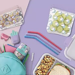 Ello Kids Lunch Box, Straws , Zip Bag and Water Bottle Lunch Pack Set 13-Piece - Lilac (6505599951)