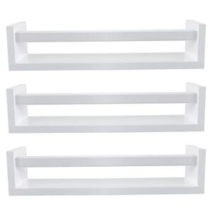 birola nursery book shelves classic white set of 3,wood floating nursery shelves for wall,wall bookshelves for kids(white)