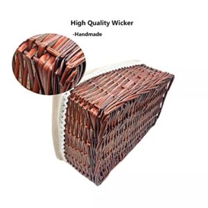 Handmade Wicker Storage Baskets Set, Shelf Baskets Woven Decorative Storage Bins Baskets Organizing Baskets, Nesting Baskets with Linings for Home (Brown)