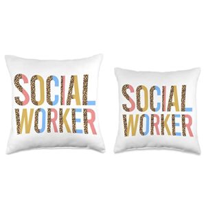 Social Worker Month Cute Leopard Social Workers Throw Pillow, 16x16, Multicolor