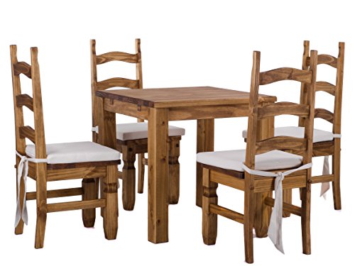 B.R.A.S.I.L.-Möbel TableChamp Dining Table Set Rio Eight Pine Chairs with Extensions Included Brazil Solid Wood