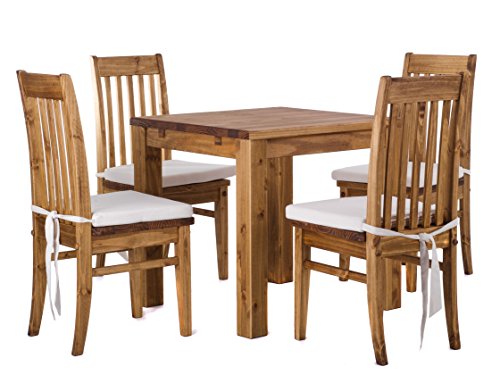 B.R.A.S.I.L.-Möbel TableChamp Dining Table Set Rio Eight Pine Chairs with Extensions Included Brazil Solid Wood