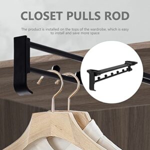 Cabilock Heavy Duty Clothes Rack Extendable Out Closet Rod Heavy Duty Closet Valet Rod Sliding Wardrobe Closet Rod Wardrobe Clothes Rail for Home Clothing Closet Storage Black Heavy Duty Hangers