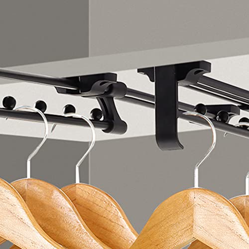 Cabilock Heavy Duty Clothes Rack Extendable Out Closet Rod Heavy Duty Closet Valet Rod Sliding Wardrobe Closet Rod Wardrobe Clothes Rail for Home Clothing Closet Storage Black Heavy Duty Hangers