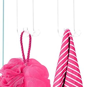 My Space Organizers Acrylic Shower Hooks (2 Pack) Razor Holder to Hang Towel Loofah Washcloth Hook, for Use On Bathroom Frameless Glass Shower Door