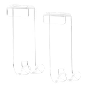 My Space Organizers Acrylic Shower Hooks (2 Pack) Razor Holder to Hang Towel Loofah Washcloth Hook, for Use On Bathroom Frameless Glass Shower Door