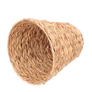 sewacc woven water hyacinth wicker waste basket natural woven trash can round wastebasket garbage bin for bathroom essentials sundries laundry 27cm