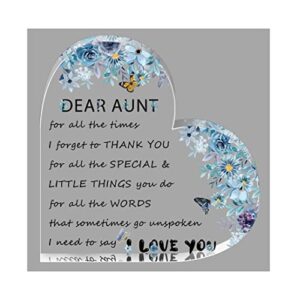 aunt birthday gifts from niece nephew, clear acrylic heart plaque gifts for aunt, thanksgiving, christmas gifts for aunt