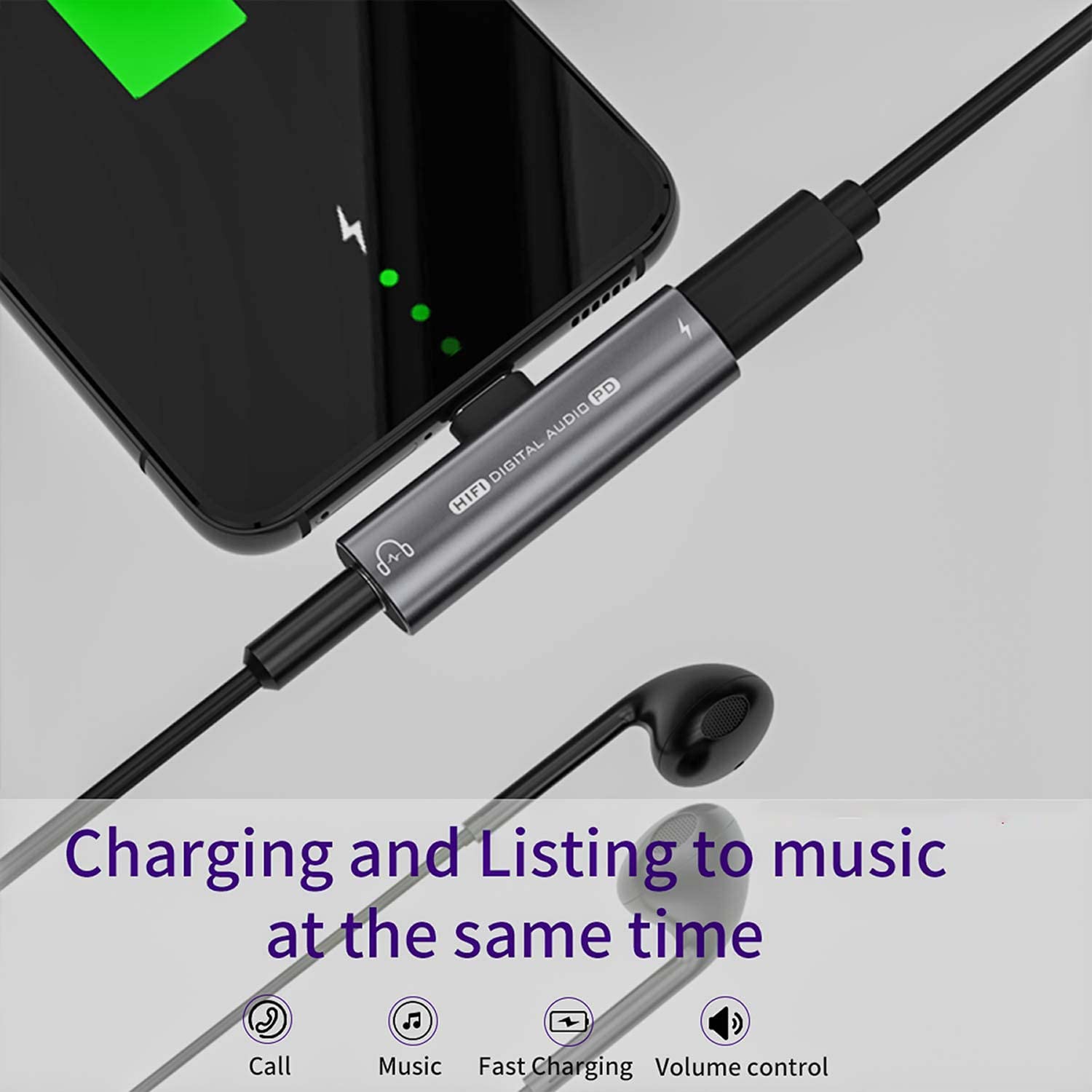 Samsung Galaxy S22 Headphone Adapter, 2 in 1 USB C to 3.5mm Headphone Jack HiFi DAC with 27W Fast Charging Dongle Adapter Compatible with Galaxy S22 S21 S20 S20+ Note 20 Pixel 6/5/3/4 XL