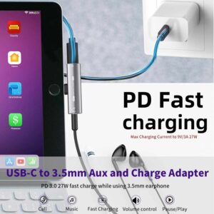 Samsung Galaxy S22 Headphone Adapter, 2 in 1 USB C to 3.5mm Headphone Jack HiFi DAC with 27W Fast Charging Dongle Adapter Compatible with Galaxy S22 S21 S20 S20+ Note 20 Pixel 6/5/3/4 XL