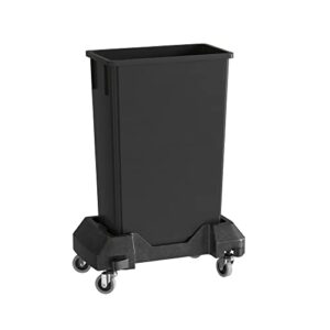 krollen industrial 23 gallon black slim jim trash can with dolly