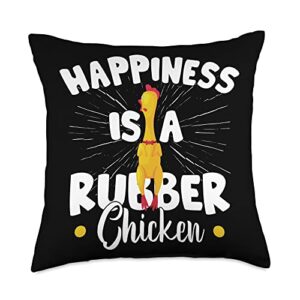 rubber chicken lover accessories happiness women rubber chicken costume throw pillow, 18x18, multicolor