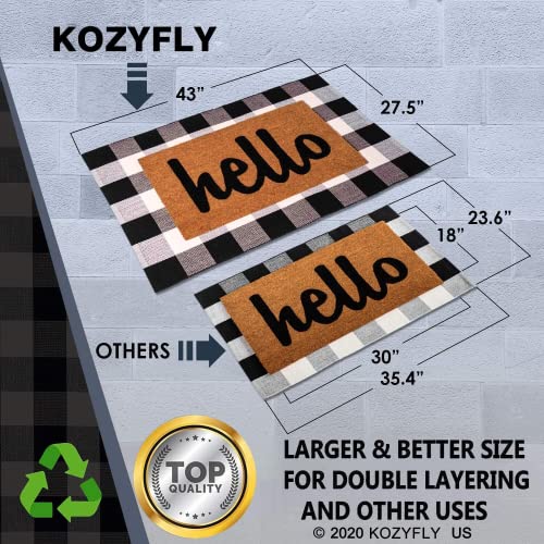 KOZYFLY Buffalo Plaid Area Rugs 27.5x43 Inches Black and White Checkered Rug Washable Front Door Mat Hand Woven Cotton Outdoor Rug Small Rug for Front Porch Kitchen Entryway Patio Bathroom