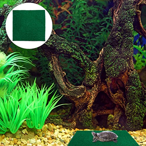 YARNOW Fish Tank Decorations Fish Tank Decorations of 2 Fish Tank Artificial Window Box Liners Reptile Carpet Mats Small Turtle Basking Platform Grass Turf for Terrarium