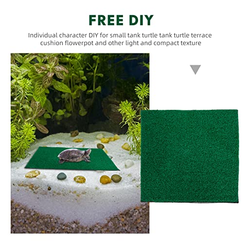 YARNOW Fish Tank Decorations Fish Tank Decorations of 2 Fish Tank Artificial Window Box Liners Reptile Carpet Mats Small Turtle Basking Platform Grass Turf for Terrarium