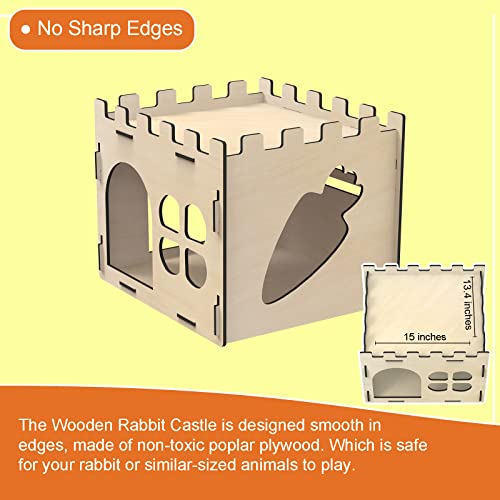 HIIMALEX Extra Large Sturdy Bunny Castle Hideout for Indoor Rabbits Play House with Stairs Round Edges Detachable Habitats for Rabbit Guinea Pig Chinchilla Hedgehog (Classic Castle with Ramp)