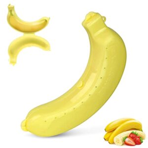 banana saver container, portable banana case holder for banana storage cute banana protective case lunch fruit storage box(yellow)