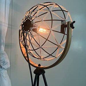 Floor lamps boho chic decor for living room,farmhouse adjustable Metal tripod Standing Tall lamp/Table Lamp,handmade rattan Lampshade Floor Lights bright lighting for Bedroom games Room Office