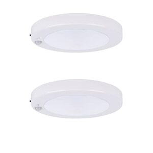 yoonlit led closet, flush mount motion sensor ceiling light with dusk to dawn, 6.2 inch, 10.5w, 800 lumen, anti-rust galvanized housing, white finish 5000k 2-pack