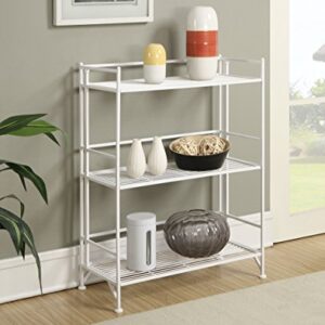 Convenience Concepts Xtra Storage 3 Tier Wide Folding Metal Shelf, White & Xtra Storage 3 Tier Corner Folding Metal Corner Shelf, White