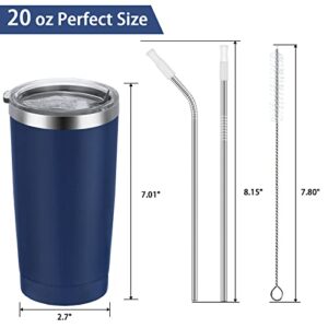 Waipfaru 20 oz Tumbler, Insulated Tumblers with Lid and Straw, Double Wall Durable Travel Coffee Mug, Stainless Steel Vacuum Tumbler, Splash-Proof Powder Coated mug for Cold & Hot Drinks (Dark Blue)