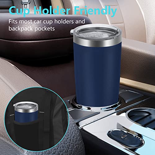 Waipfaru 20 oz Tumbler, Insulated Tumblers with Lid and Straw, Double Wall Durable Travel Coffee Mug, Stainless Steel Vacuum Tumbler, Splash-Proof Powder Coated mug for Cold & Hot Drinks (Dark Blue)