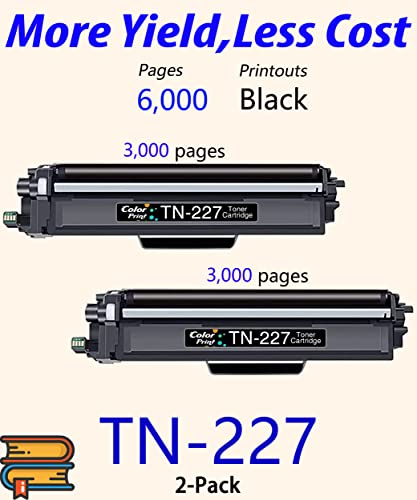 ColorPrint Compatible TN-227 Toner Cartridge Black High Yield Replacement for Brother TN227 BK TN227BK TN223 for MFC L3750CDW L3770CDW HL L3210CW L3230CDW L3230CDN L3270CDW L3290CDW Printer (2-Pack)