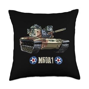 cold war american tank m60 armor cold war american m60a1 heavy tank throw pillow, 18x18, multicolor