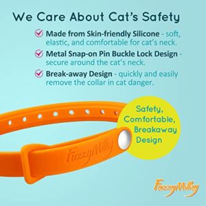 Fuzzymilky Cat Calming Collars - 4 Packs Cat Collar Infused with Synthetic Pheromones (Orange) - Cat Pheromone Diffuser Necklace for Anxiety Relief, Keeping Kitty Quiet