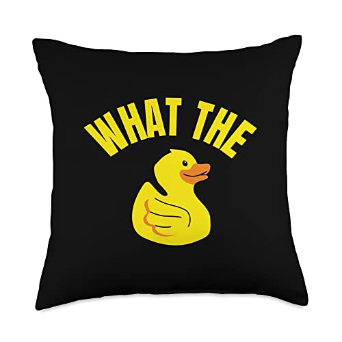 What the Duck Funny Duck Joke Rubber Duck Saying Throw Pillow, 18x18, Multicolor