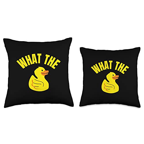 What the Duck Funny Duck Joke Rubber Duck Saying Throw Pillow, 18x18, Multicolor