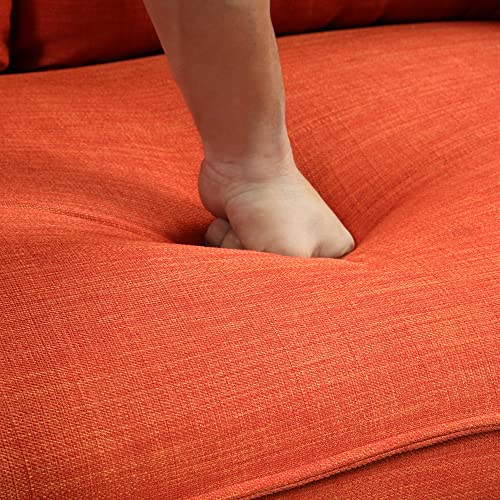 Harper & Bright Designs Linen Fabric 3 Seat Sofa with USB Charging Ports, Morden Style Upholstered 3-Seat Couch for Living Room, Apartment (3 Seat, Orange)