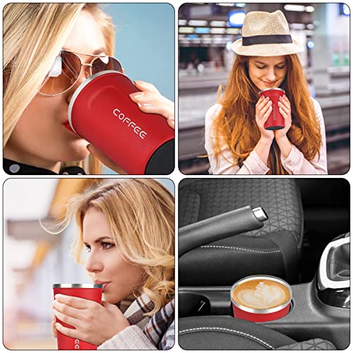 12 oz Stainless Steel Vacuum Insulated Tumbler - Coffee Travel Mug Spill Proof with Lid - Thermos Cup for Keep Hot/Ice Coffee,Tea and Beer （Red）