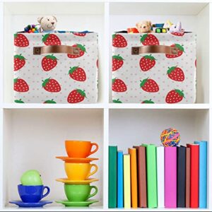 xigua Strawberry Storage Basket Rectangular Collapsible Storage Box Canvas Square Storage Bin with Handles for Home,Office,Books,Nursery,Kid's Toys,Closet & Laundry